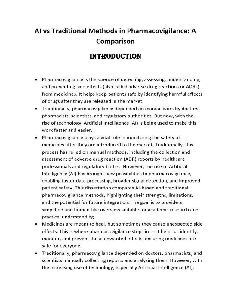 AI vs Traditional Pharmacovigilance Methods | PDF | Pharmacovigilance ...