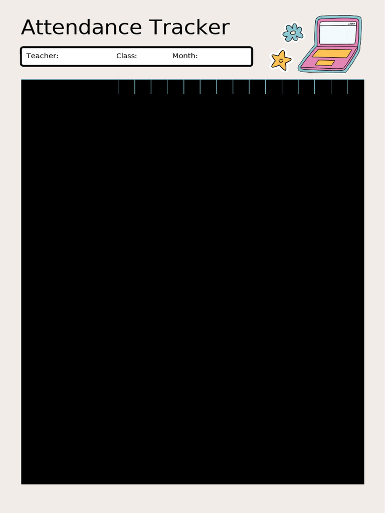 Attendance Tracker in Pastel Color and Monochromatic Simple Style ...