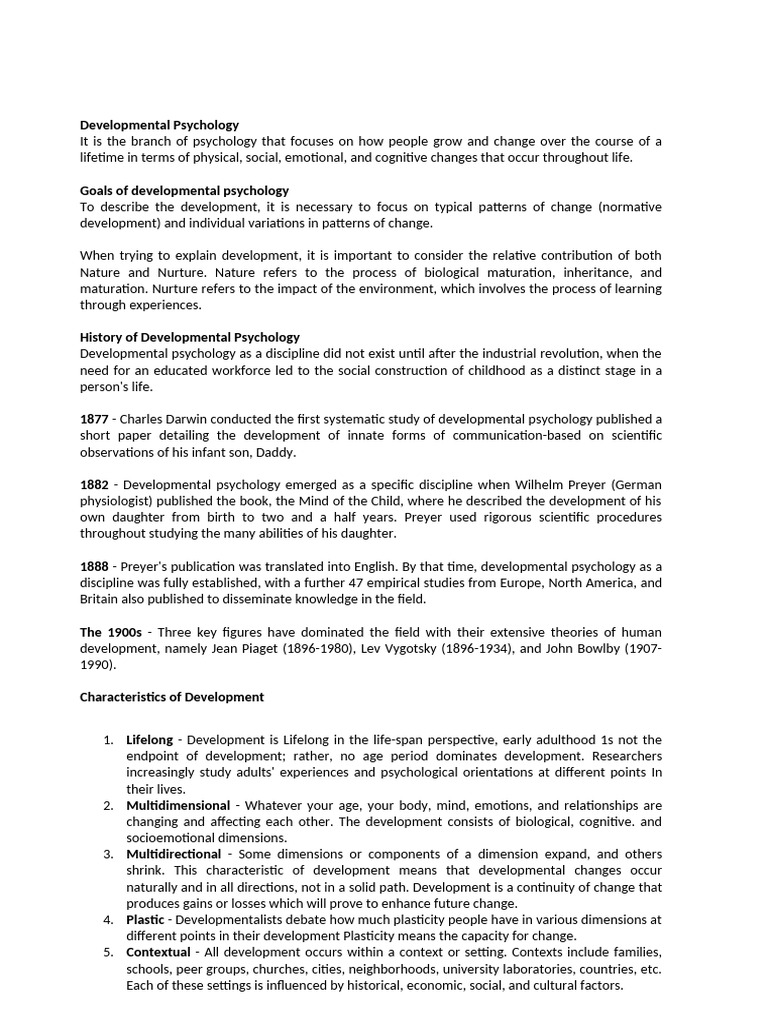 Overview of Developmental Psychology | PDF | Attachment Theory ...