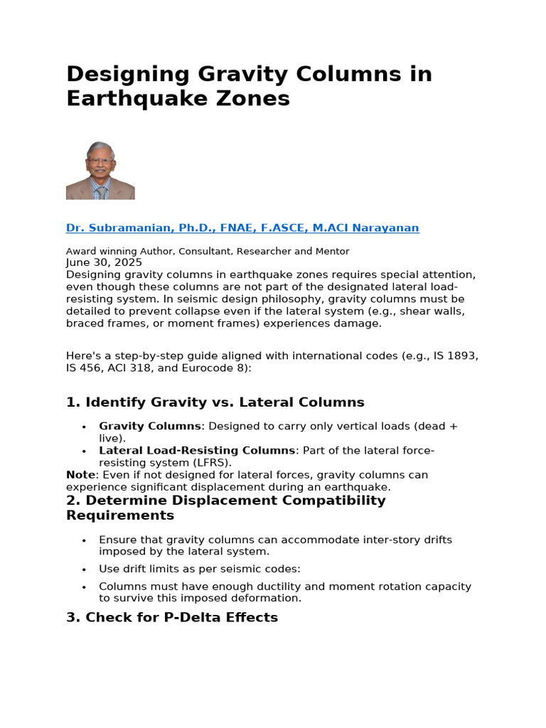 Designing Gravity Columns in Earthquake Zones by N SUBRAMANIAN | PDF ...