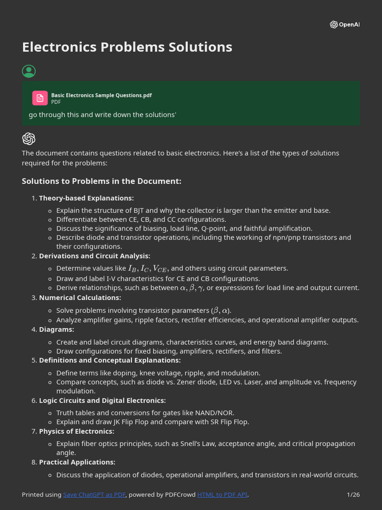 Electronics Problems Solutions | PDF | Bipolar Junction Transistor | Amplifier