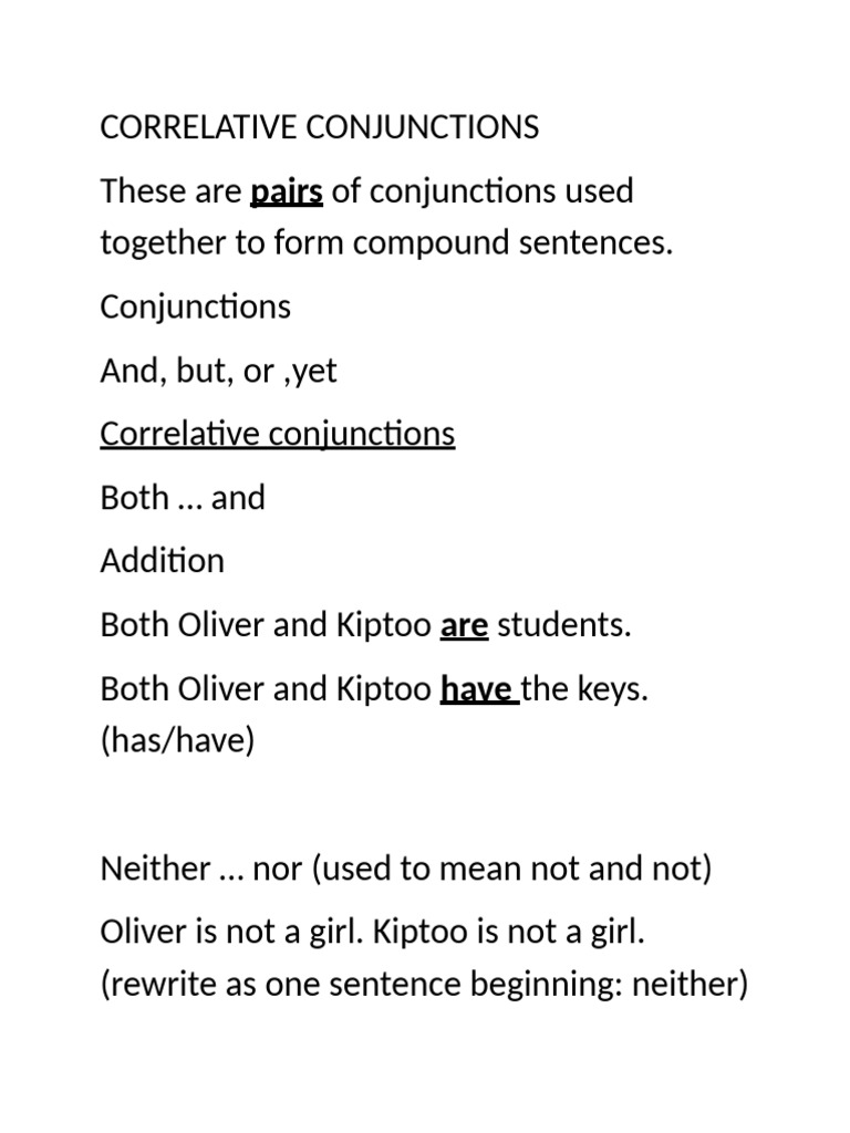 Correlative Conjunctions | PDF
