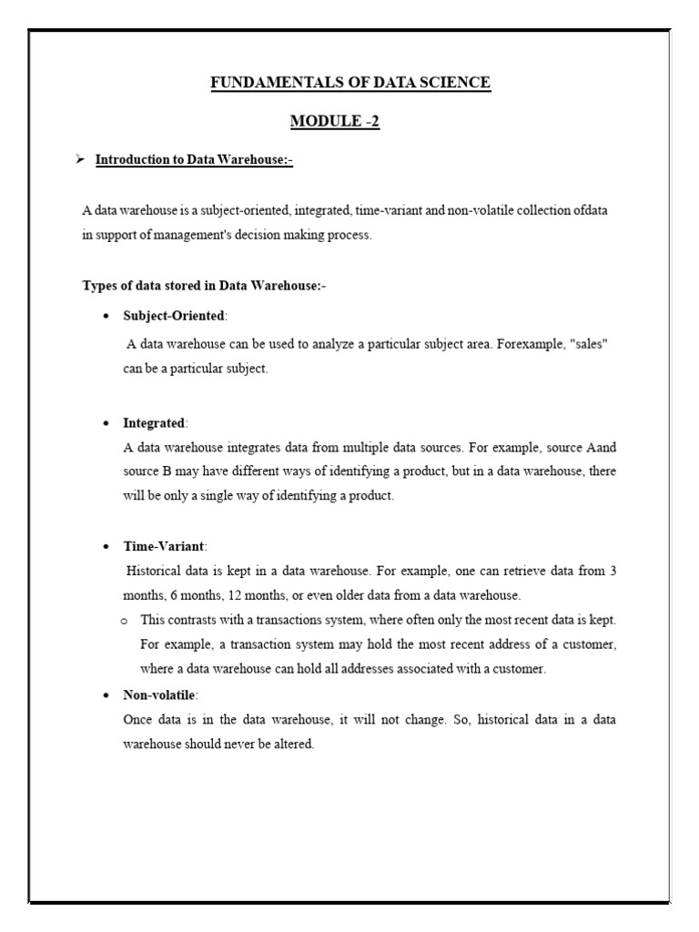 Fundamentals of Data Science Notes (Module - 2) | PDF | Computer Data ...