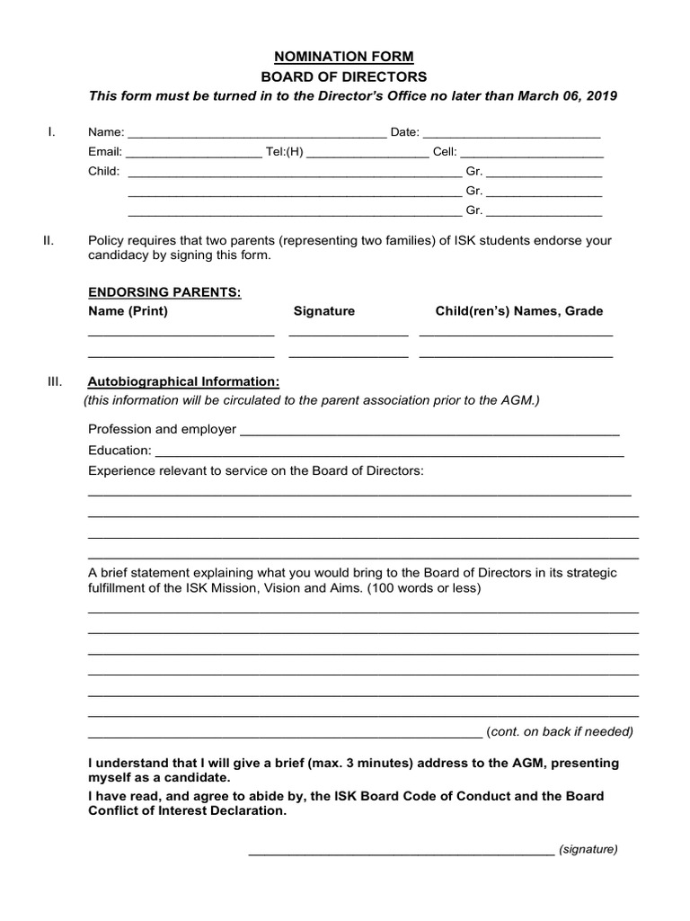 Nomination Form BoD 2019-04 | PDF