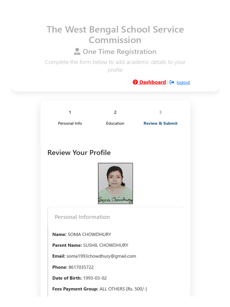 WBCSSC - Extended Registration Form | PDF