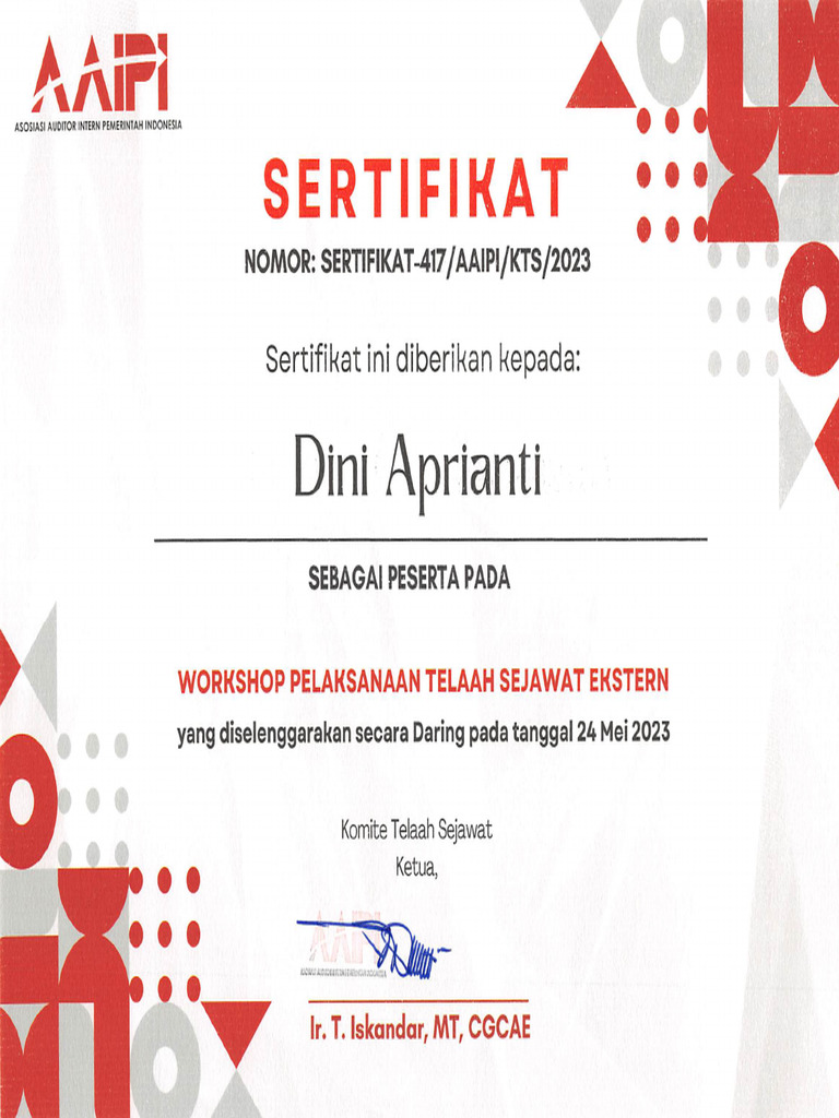 Workshop Pelaksanaan TSE - Dini Aprianti | PDF