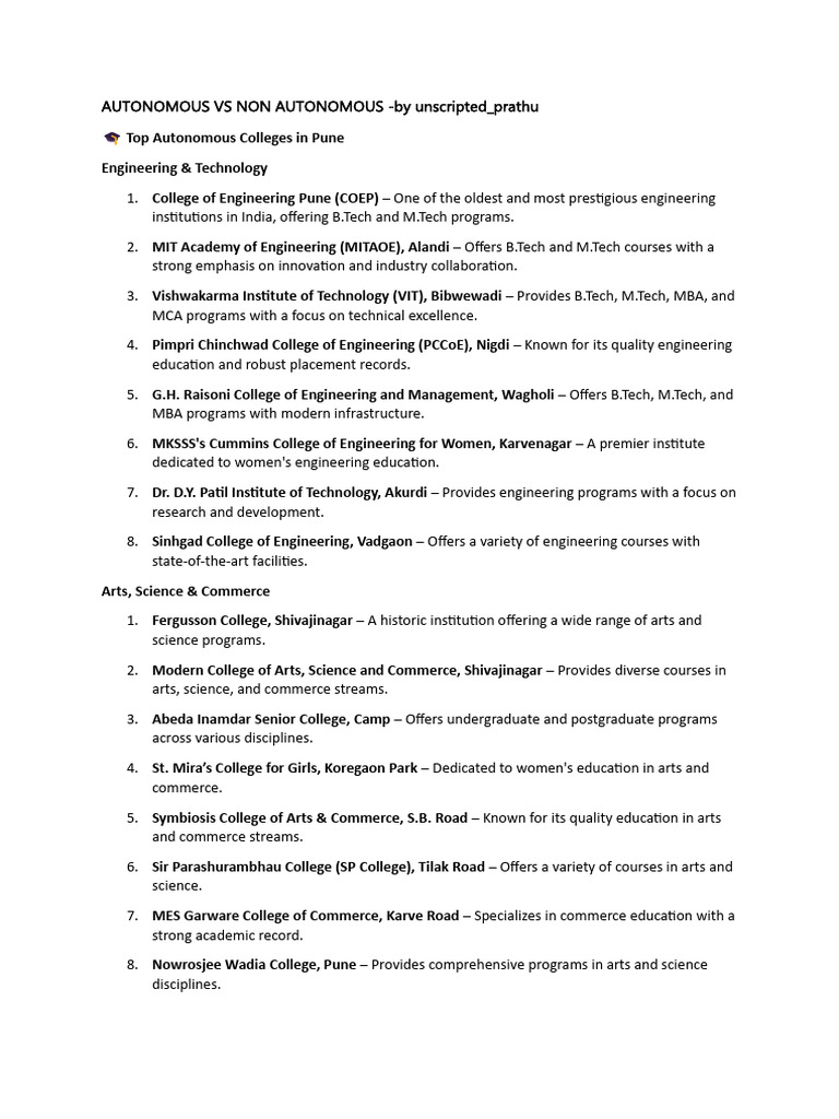 Autonomous Vs Non Autonomous | PDF