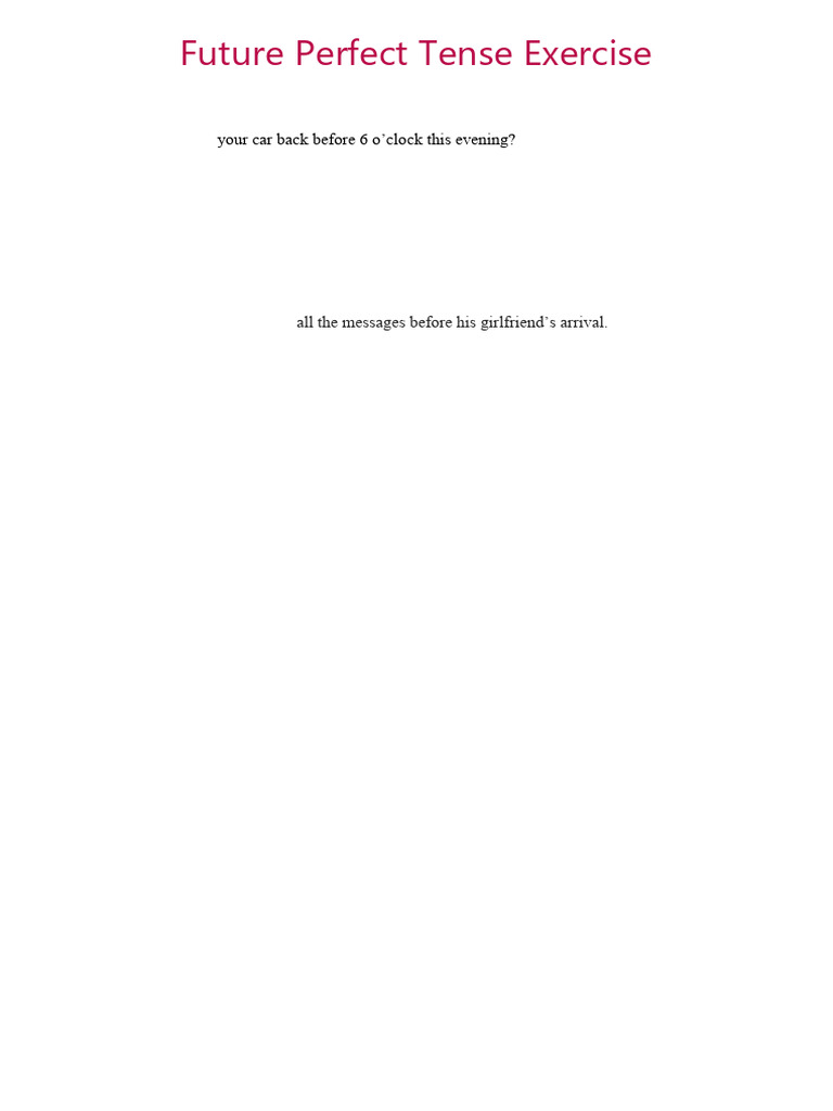 Future Perfect Tense Exercise | PDF