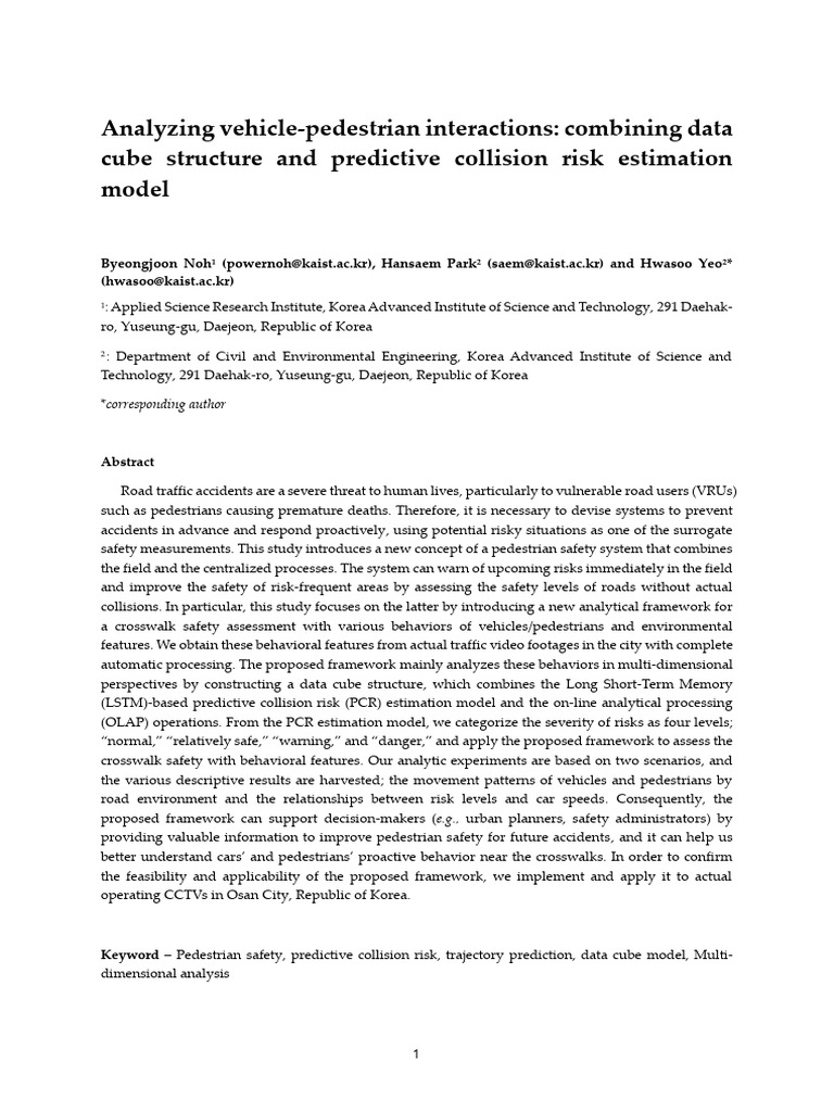Analyzing Vehicle-Pedestrian Interactions Combining Data Cube Structure and Predictive Collision ...
