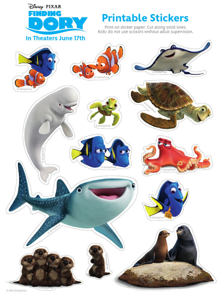 Finding Dory Printable Sticker Sheet | PDF | The Walt Disney Company ...