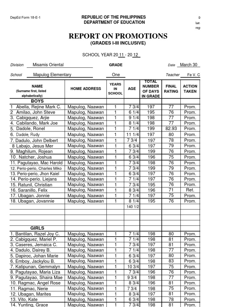 Copy of DepEd Form 18-E-1-1 | Schools | Further Education