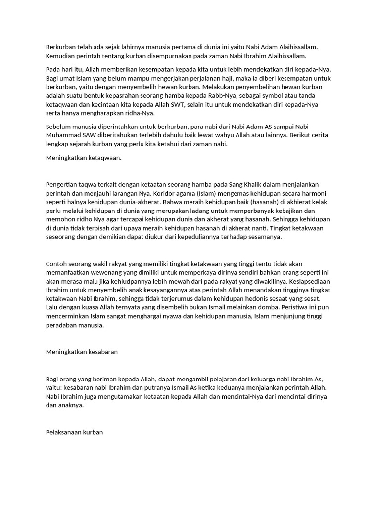 Berkurban Telah Ada Sejak Lahirnya Manusia Pertama Di Dunia Ini Yaitu ...