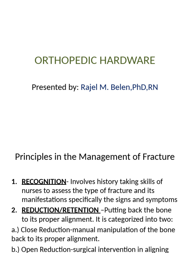 Orthopedic Hardware Management Guide | PDF | Orthopedic Surgery | Bone