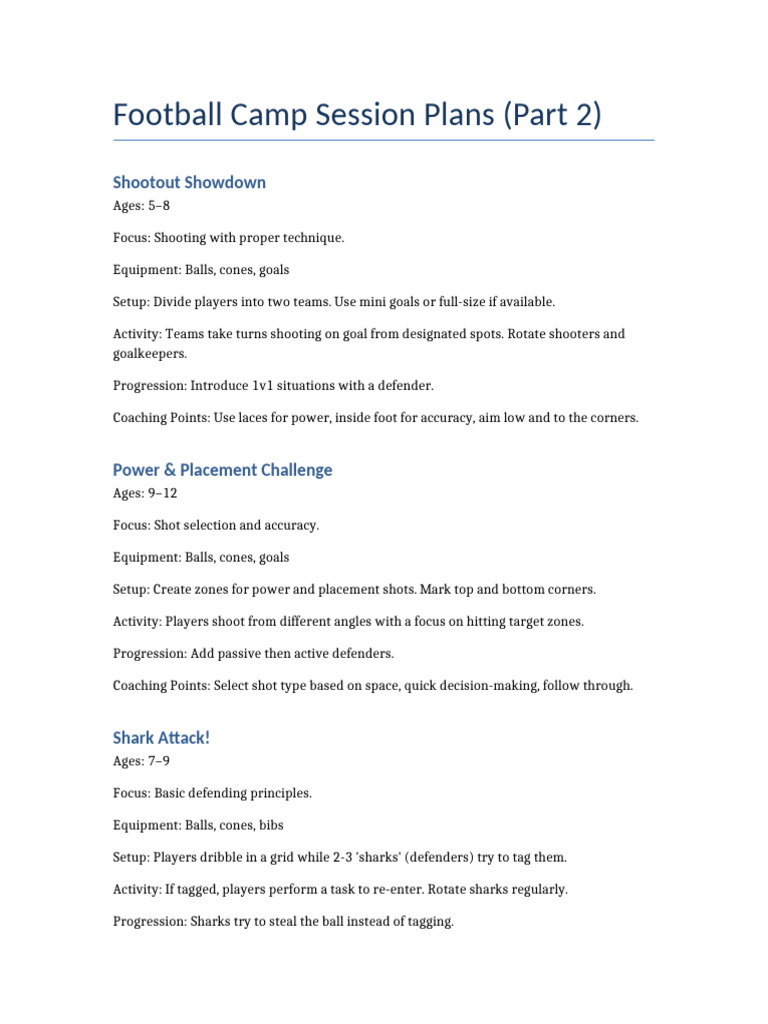 U8 Football Training Session Plan | PDF | Sports | Team Sports