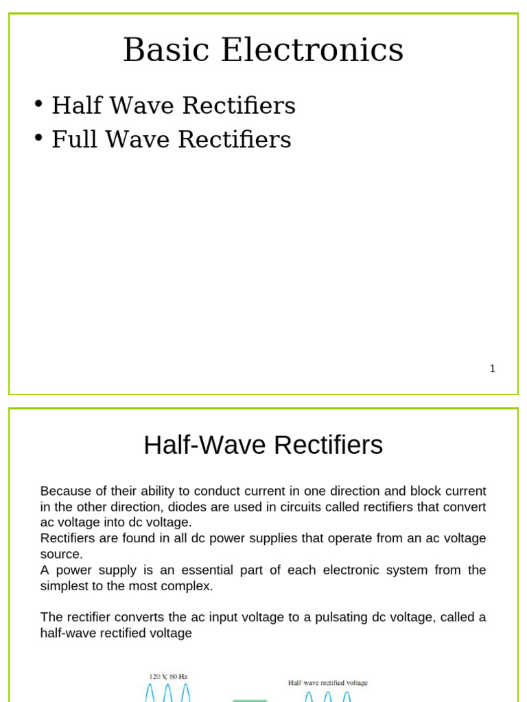 Basic Electronics Lecture 9 | PDF | Rectifier | Diode