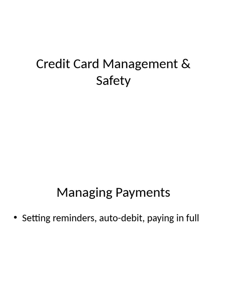Credit Card Management and Safety | PDF