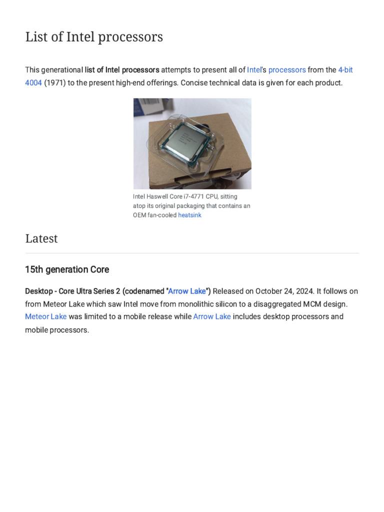 List of Intel Processors | PDF | Central Processing Unit | Computer Hardware