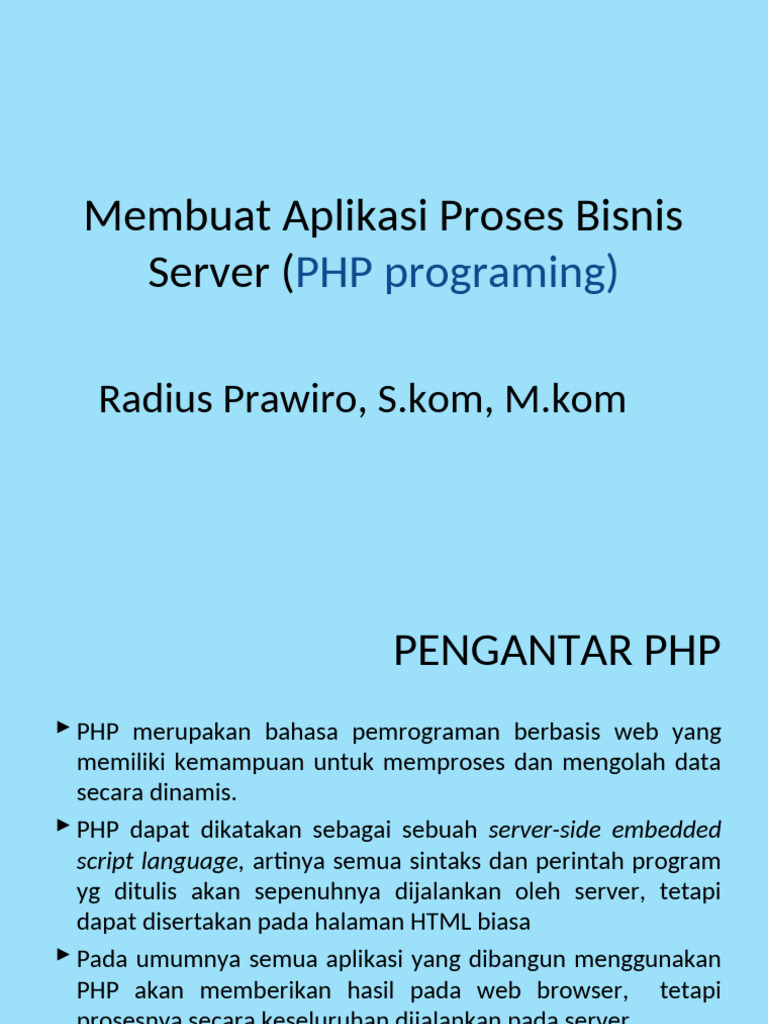 PART 11 Pemrograman Berbasis Web PHP | PDF