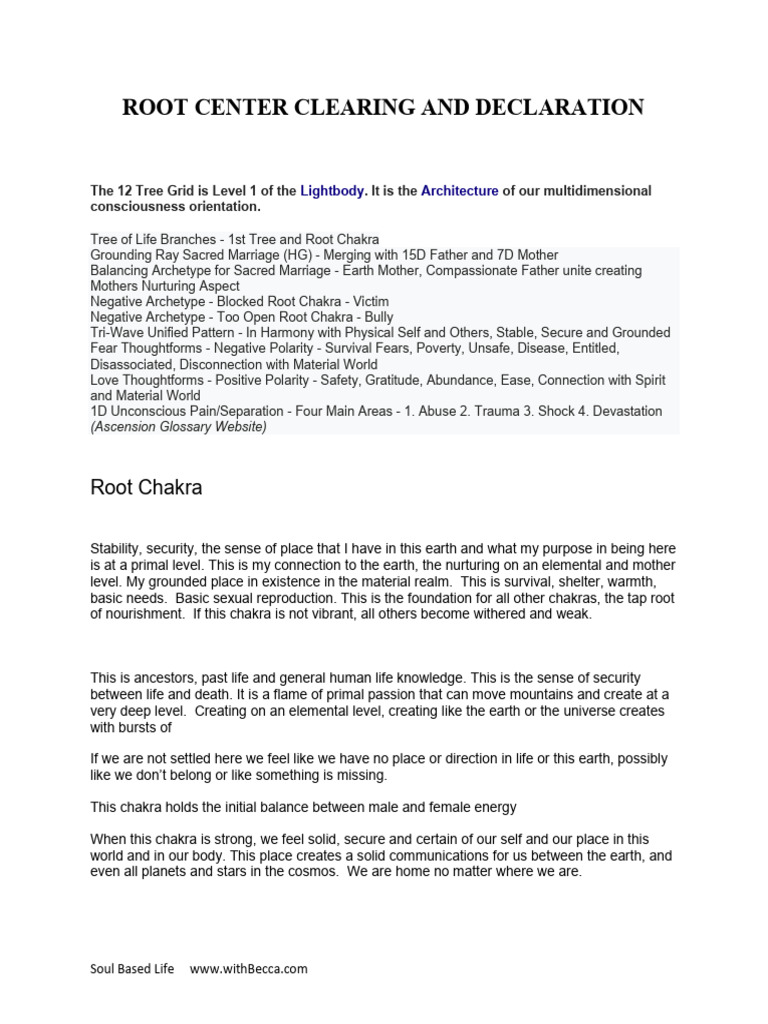 Root Chakra Clearing and Declaration | PDF | Fear