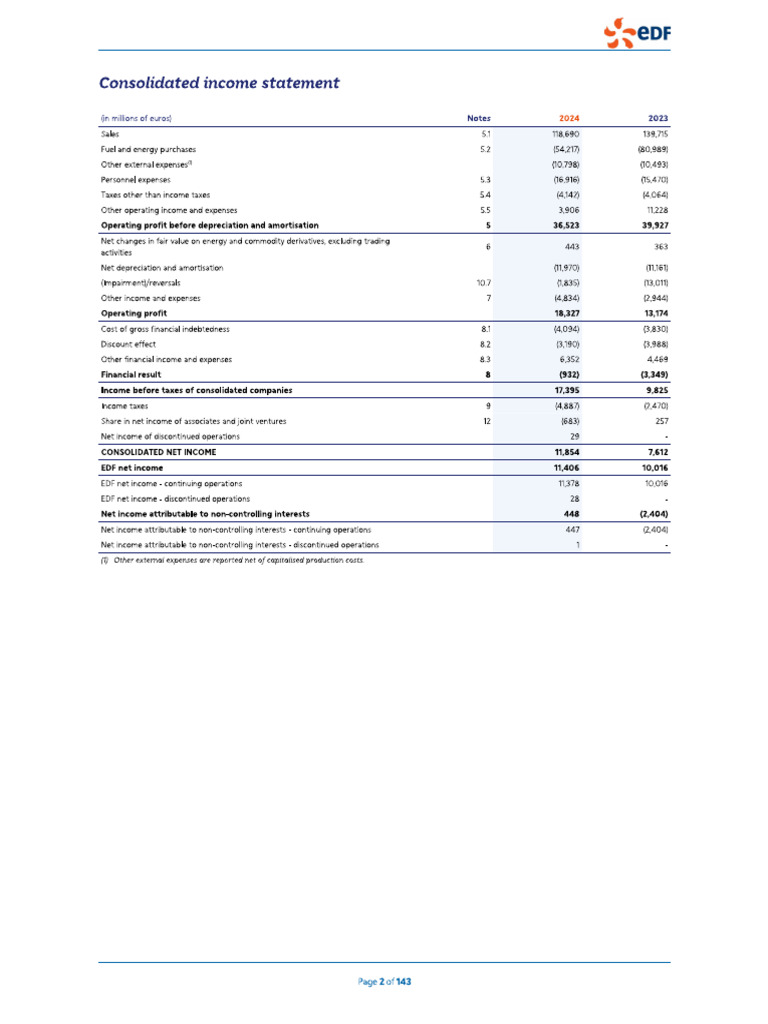 Edf Financial Statement 2024 | PDF