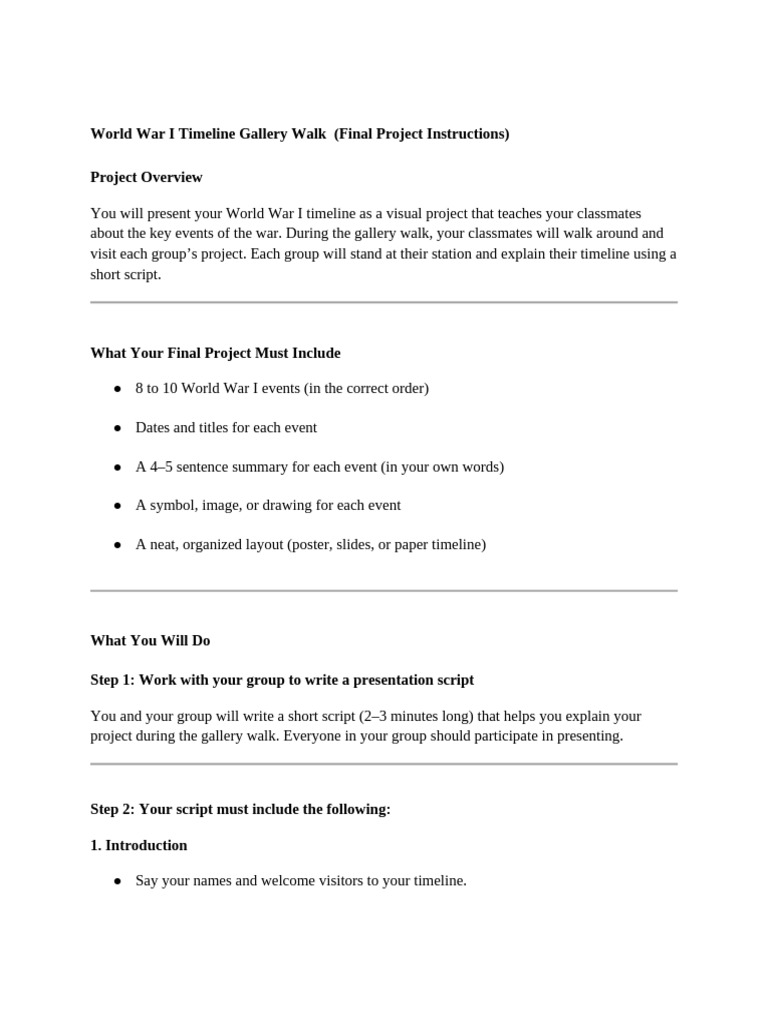 WWI Timeline Project for Kids | PDF