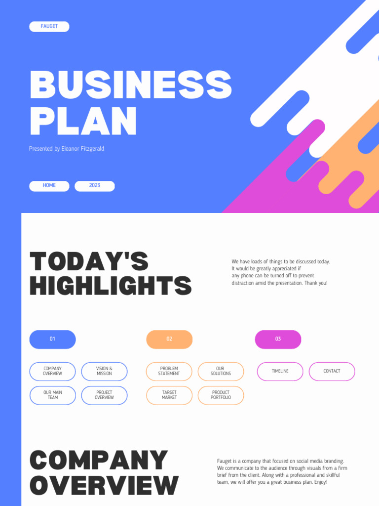 Blue White Modern Vibrant Business Plan Company Presentation | PDF ...