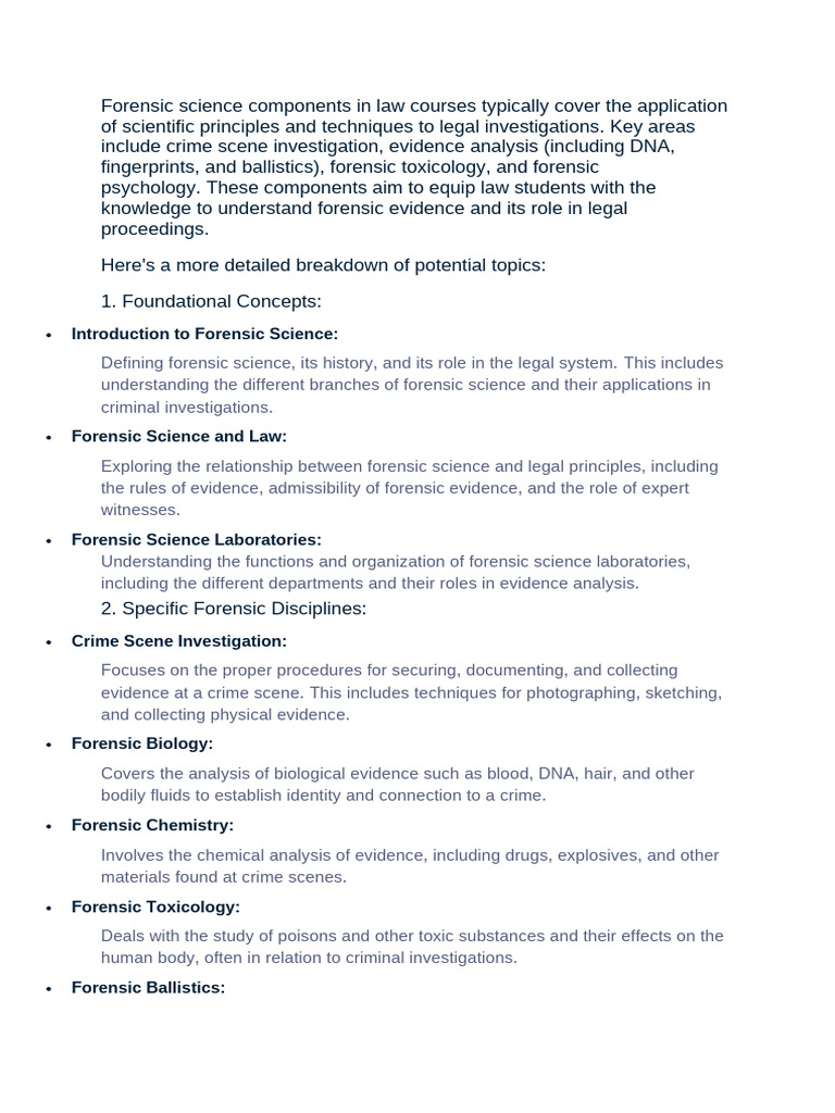 Forensic Science Components in Law Courses | PDF | Forensic Science ...