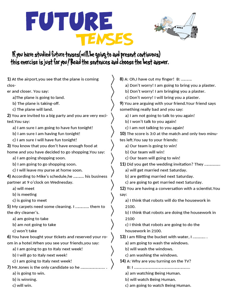 Future Tense Multiple Choice Test | PDF