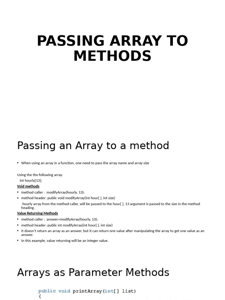 Passing Array To Methods | PDF