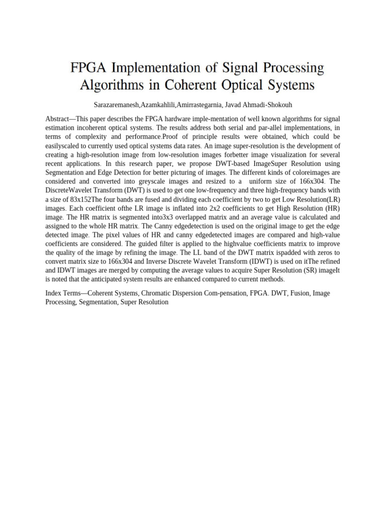 FPGAImplementationof Signal Processing | PDF | Signal Processing | Computer Engineering