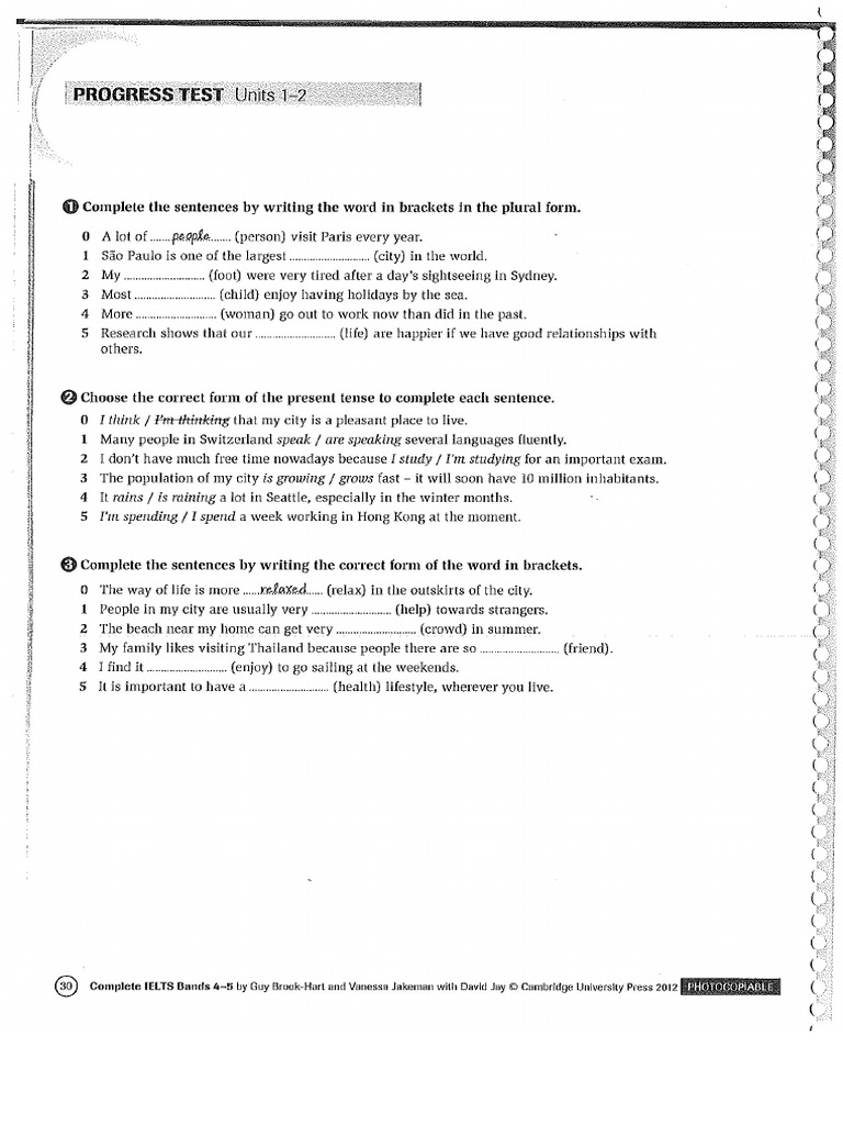 Progress Test 1-2 | PDF