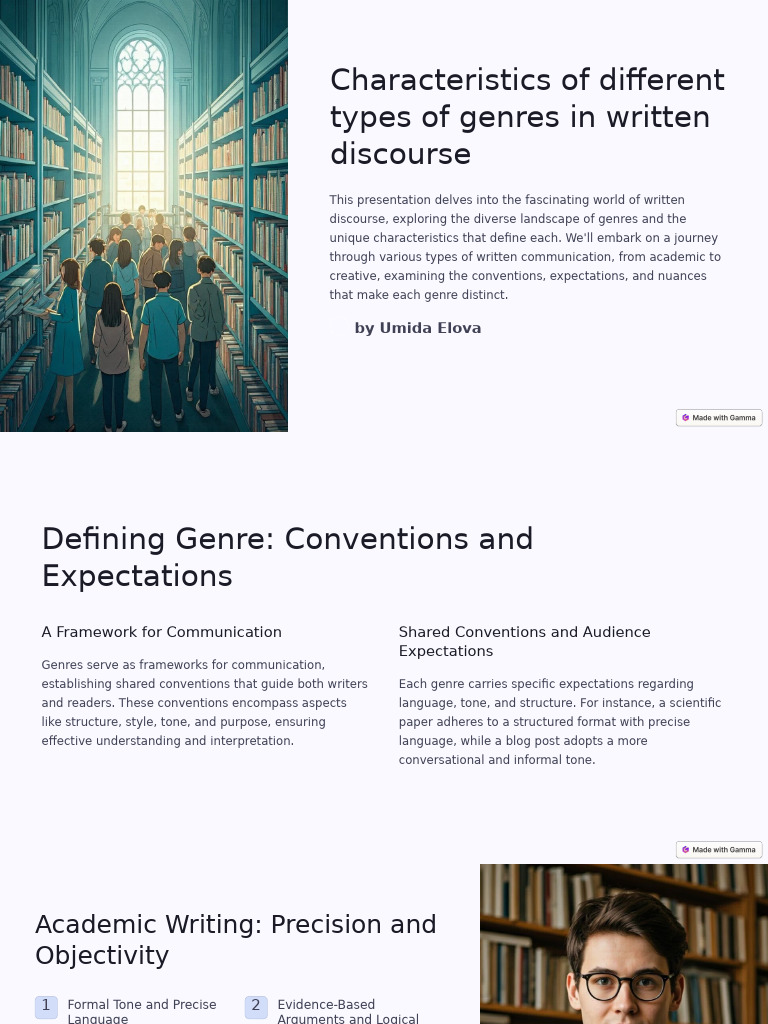 Characteristics of Different Types of Genres in Written Discourse | PDF ...