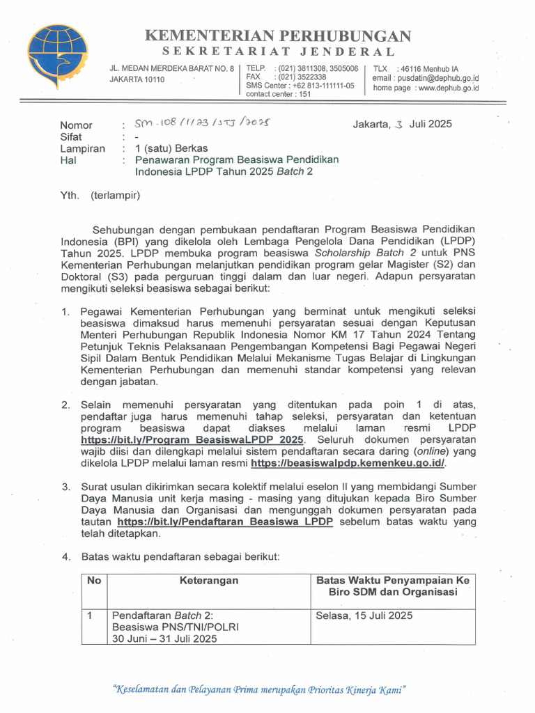Penawaran Program BPI LPDP 2025 Batch 2 | PDF