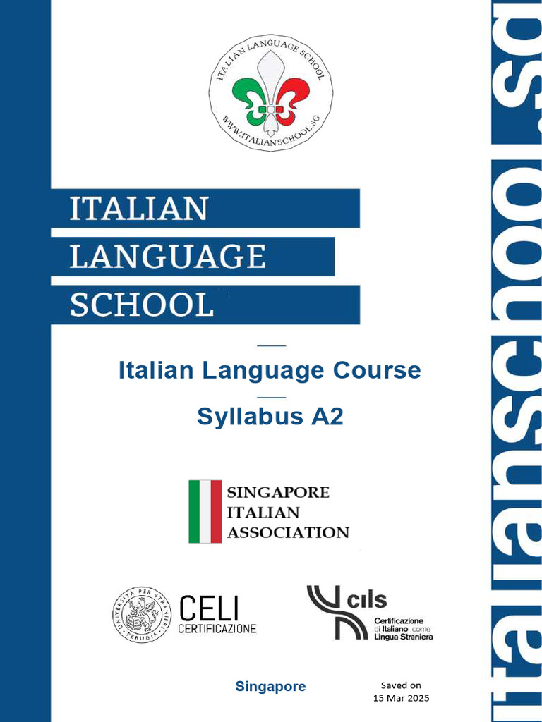 ILS Italian Course A2 Syllabus | PDF | Verb | Grammatical Tense