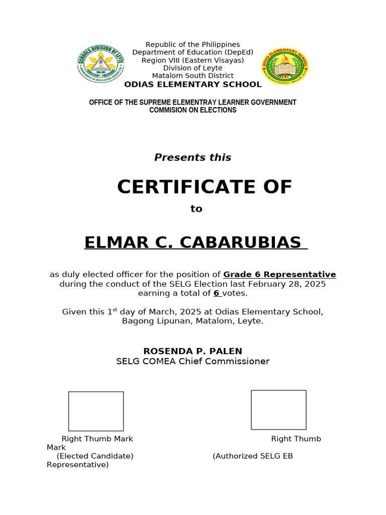Certificate of Proclamation | PDF
