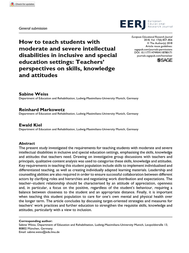 Weiss Et Al 2018 How To Teach Students With Moderate and Severe Intellectual Disabilities in ...