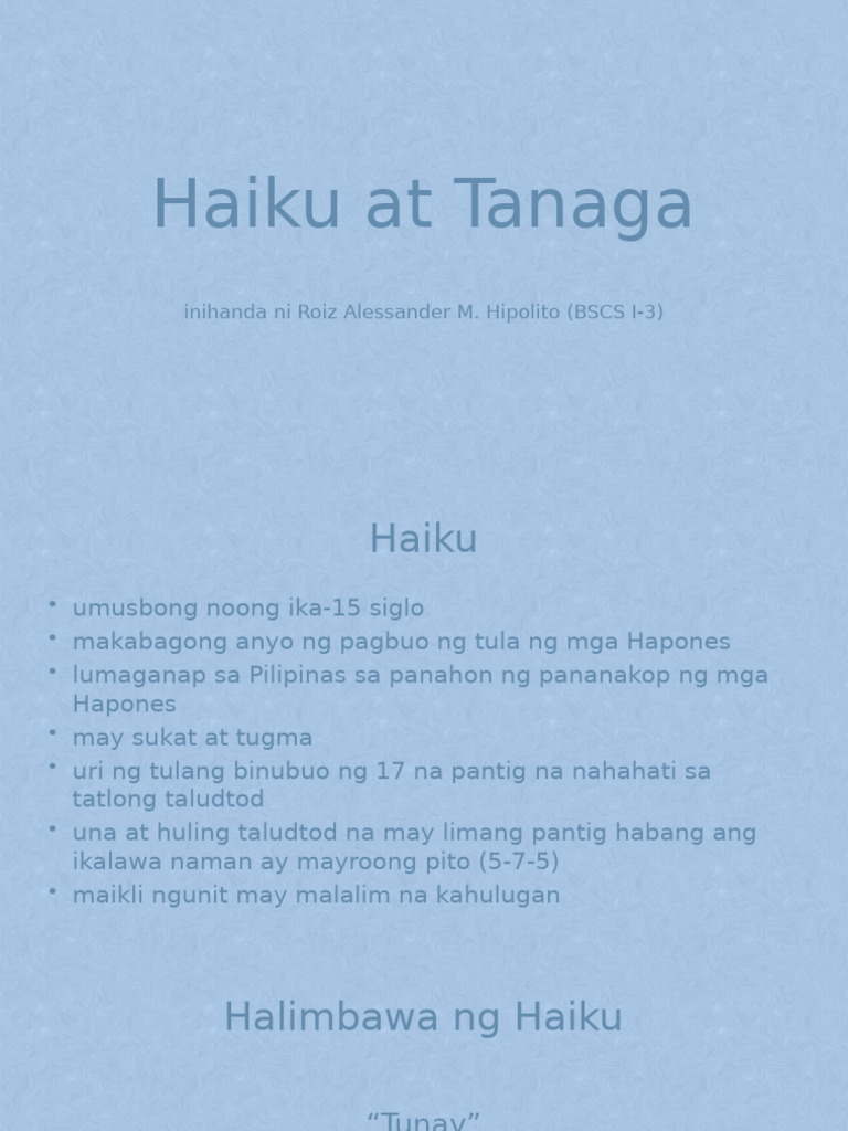 Tanaga at Haiku | PDF