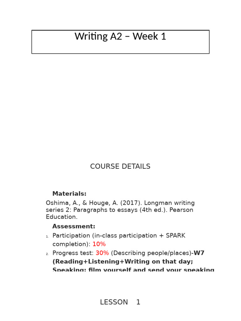 w1 - Sentence Writing+Paragraph Overview 2 | PDF | Clause | Sentence ...