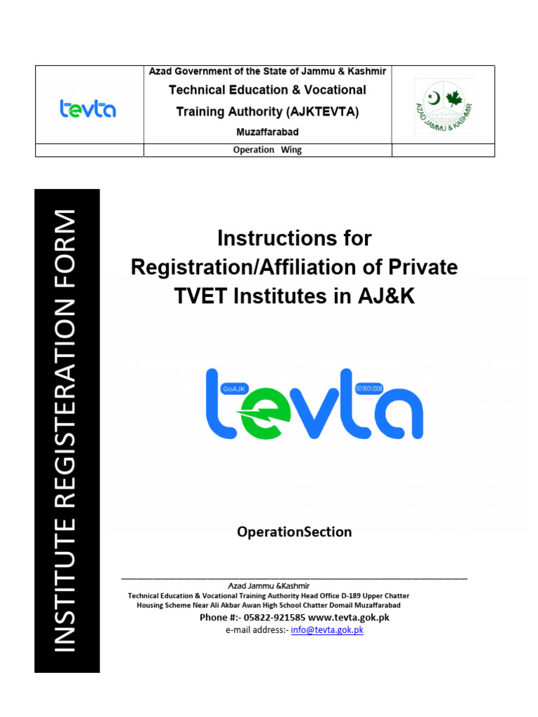 TVET Institute Registration Guidelines | PDF | Vocational Education