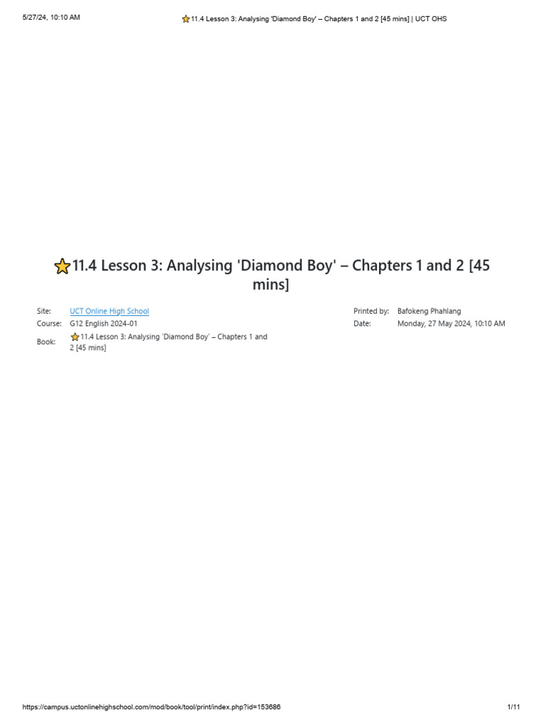 11.4 Lesson 3 - Analysing 'Diamond Boy' - Chapters 1 and 2 (45 Mins ...