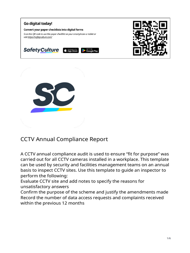 CCTV Annual Compliance Audit Template | PDF