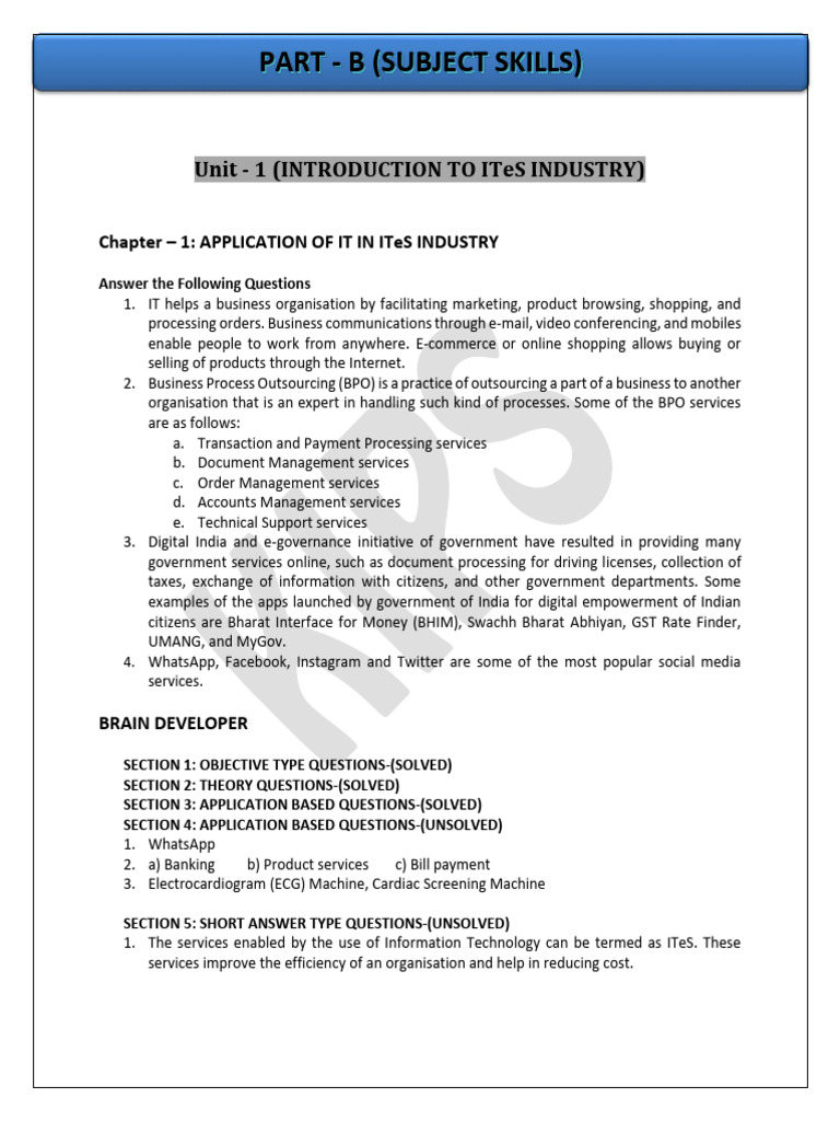 IT Applications in ITeS for Class 9 | PDF | Spreadsheet | Microsoft Word