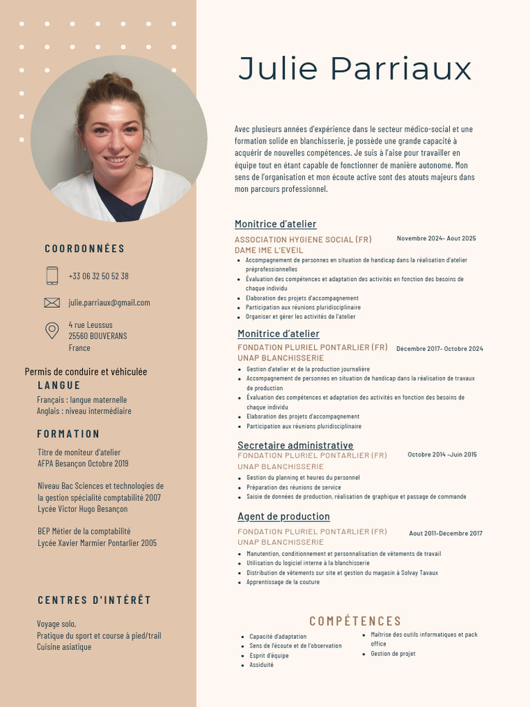 CV de Julie Parriaux - Compétences clés | PDF