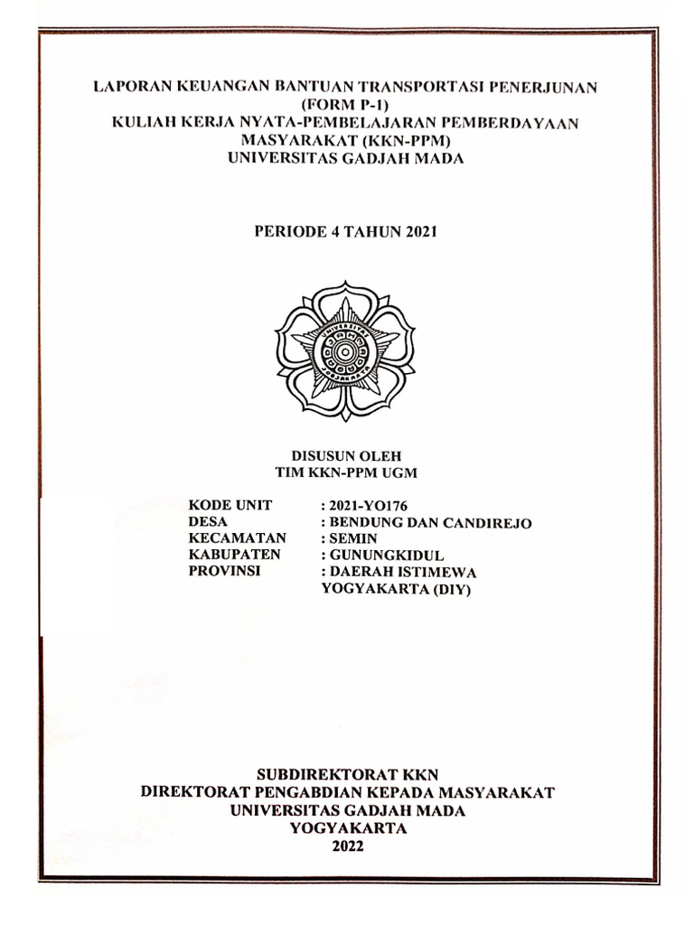 Contoh Laporan Keuangan Bantuan Transportasi Penerjunan FORM P-1 | PDF