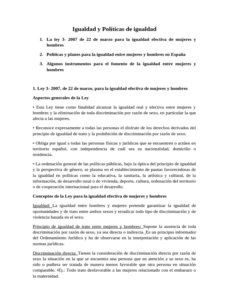 Tema 4.2. Politicas de Sanidad, Serv. Soc e Igualdad | PDF | Acoso sexual | Igualdad de género