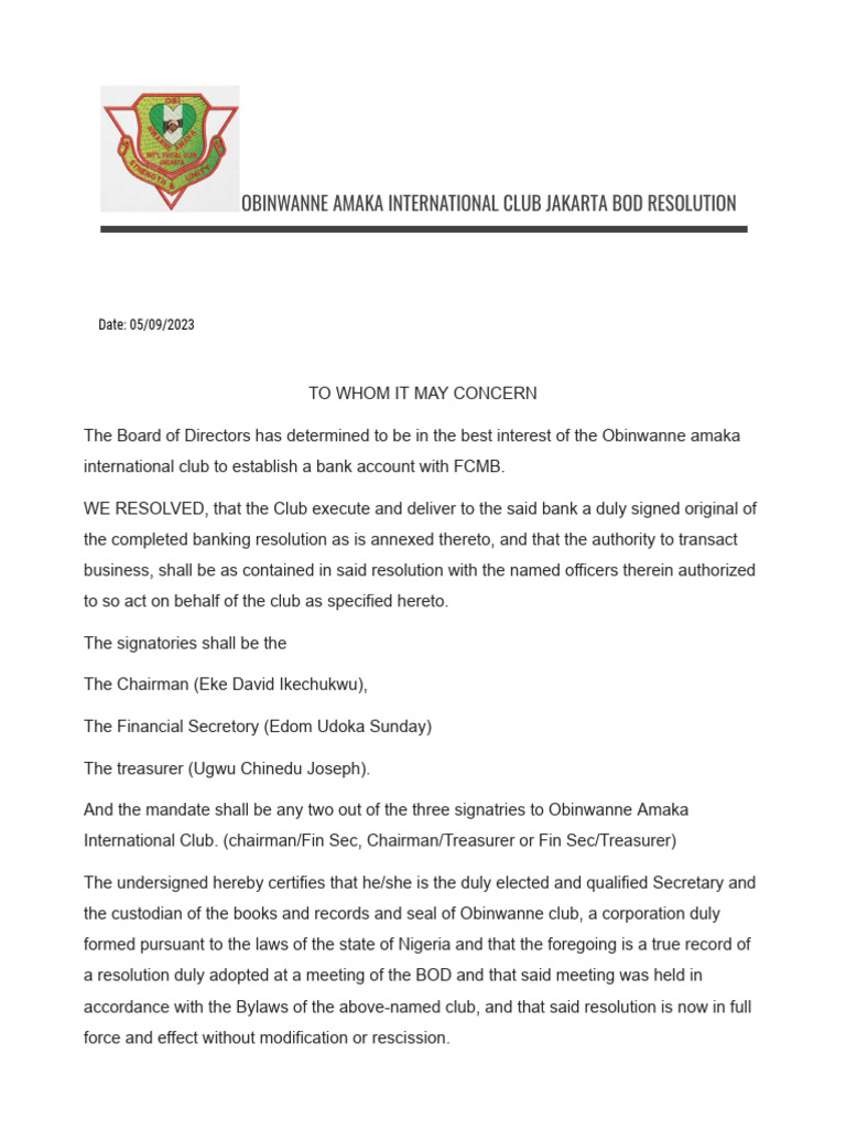 Bod Resolution | PDF