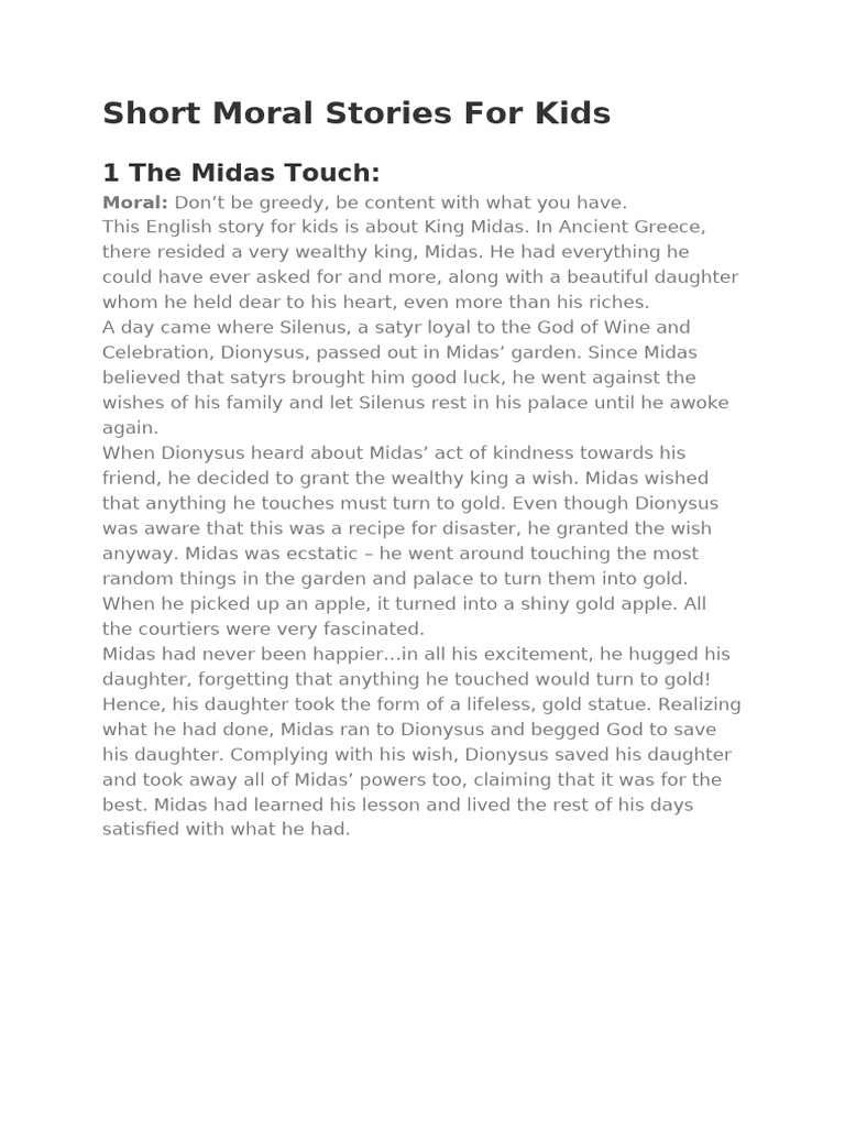 Short Moral Stories For Kids | PDF | Dionysus