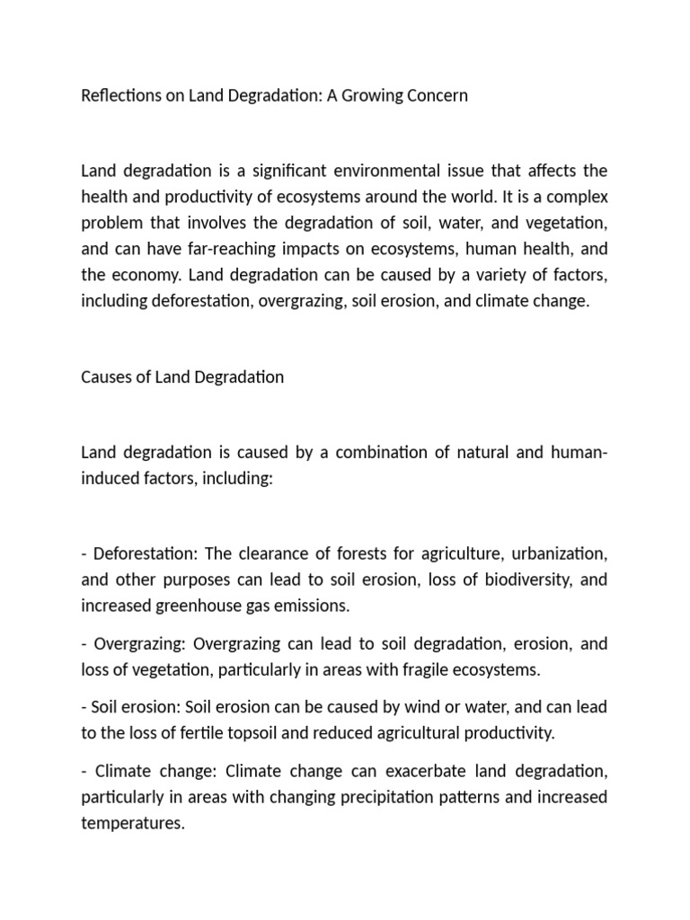 Reflections On Land Degradation | PDF | Environmental Degradation ...