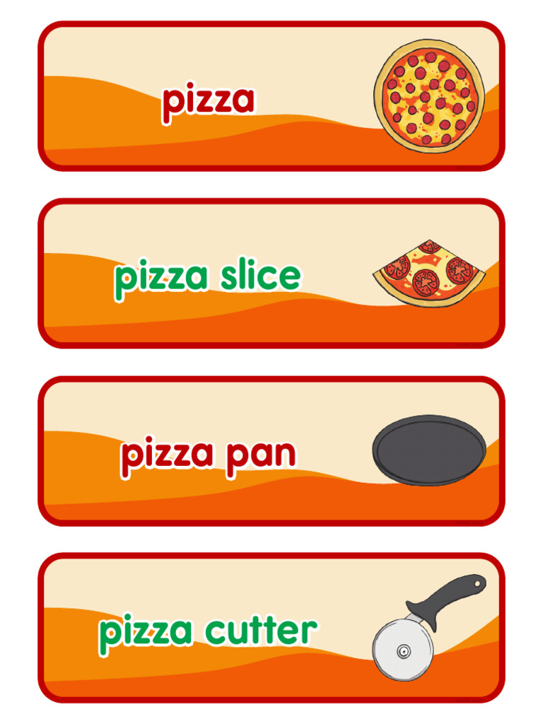Color Pizza Shop Dramatic Play Word Cards | PDF
