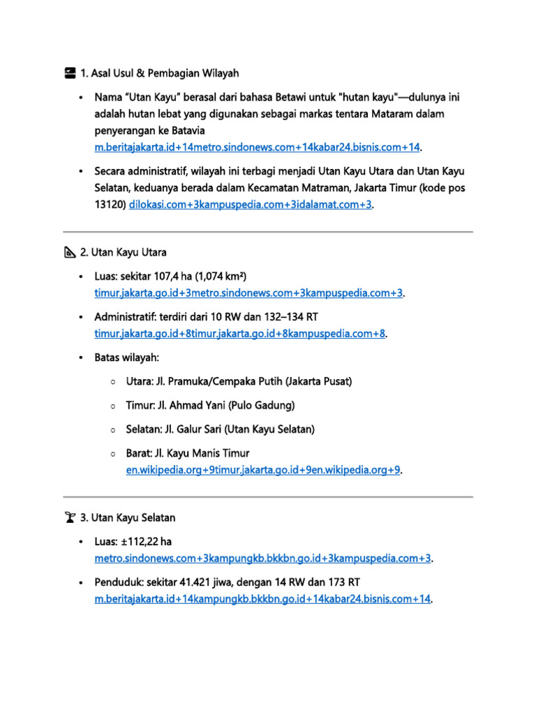 Profil Kelurahan Utan Kayu Utara Kec. Matraman Jakarta | PDF